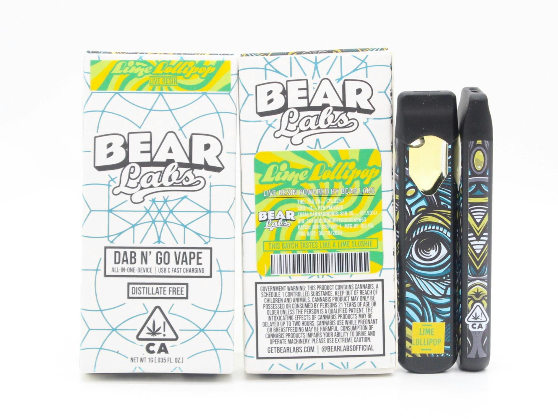 Lime Lollipop Dab N' Go Live Vape - 1g - Bear Labs