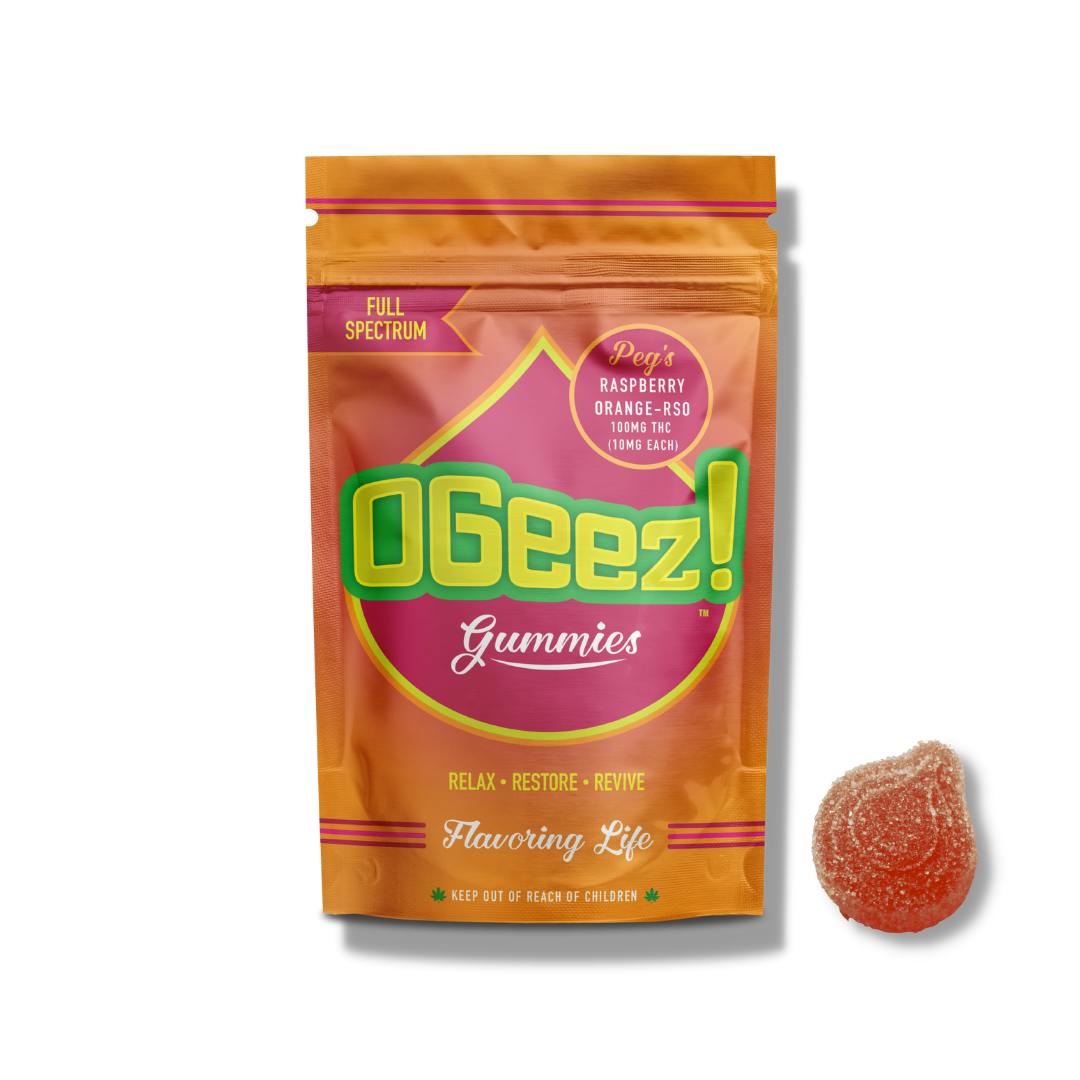 OGeez! Peg's Raspberry Orange 100mg RSO Gummy - Ogeez!