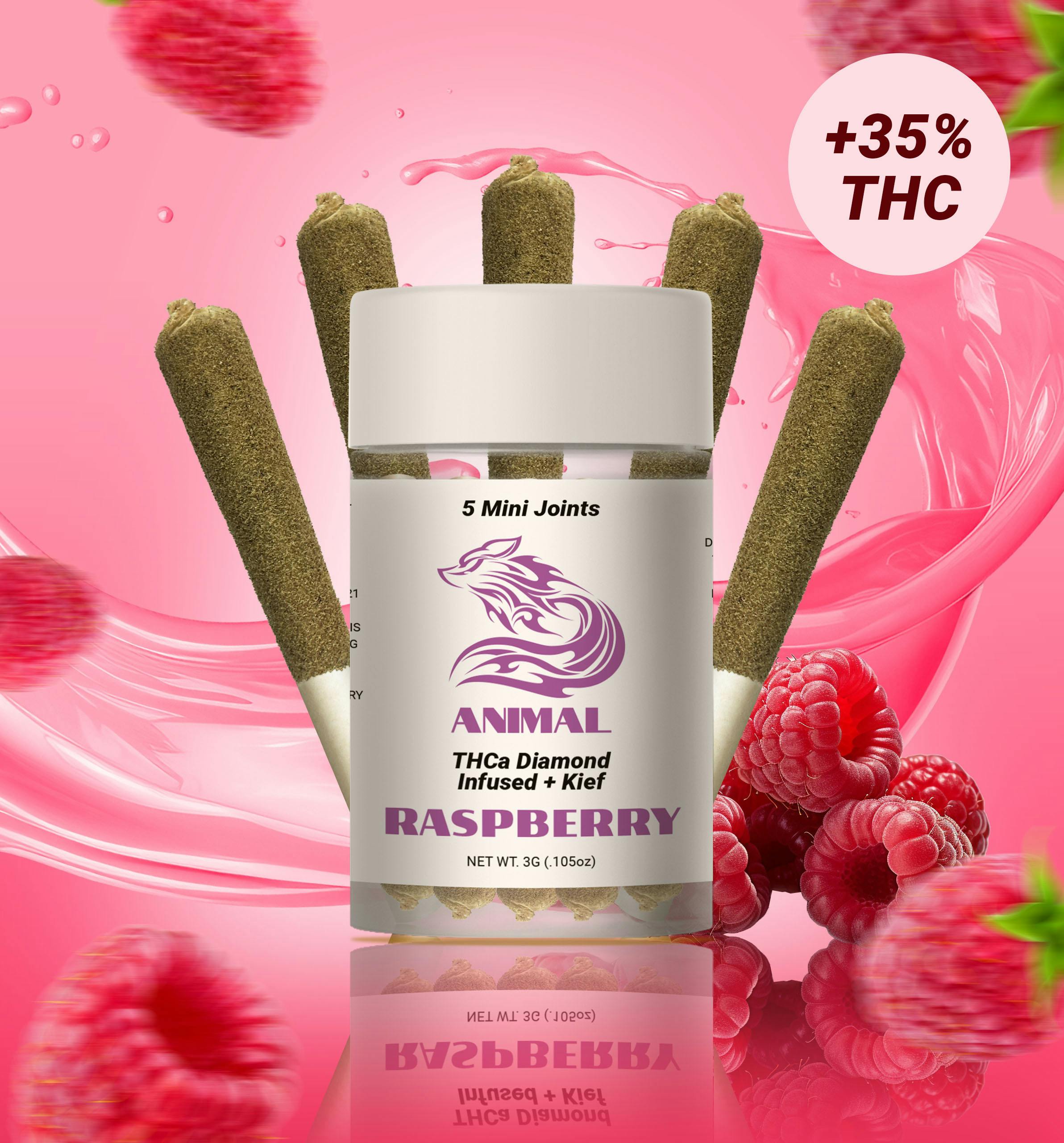 5pk(3G) Raspberry / THCa Diamond infused Joint - Animal
