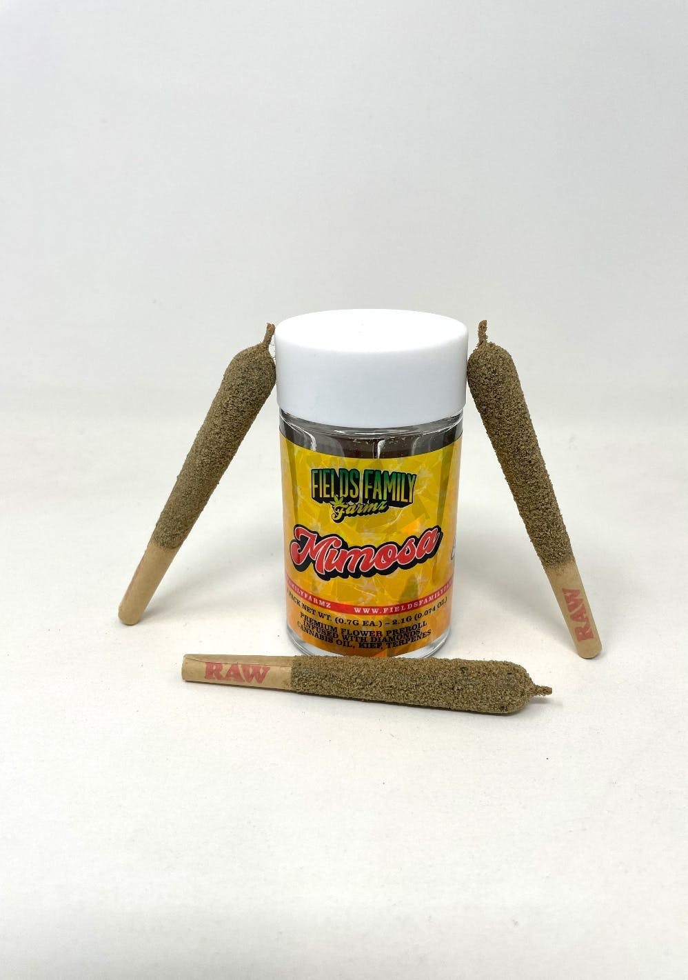3 Pack - Mimosa 2.1g Diamonds, Oil, Kief, and Terpenes Infused Pre Rolls - Fields Family Farmz
