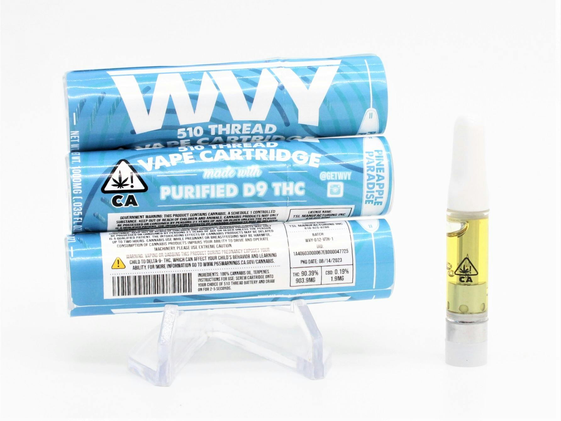Pineapple Paradise 1g 510 Vape Cart with D9 - WVY