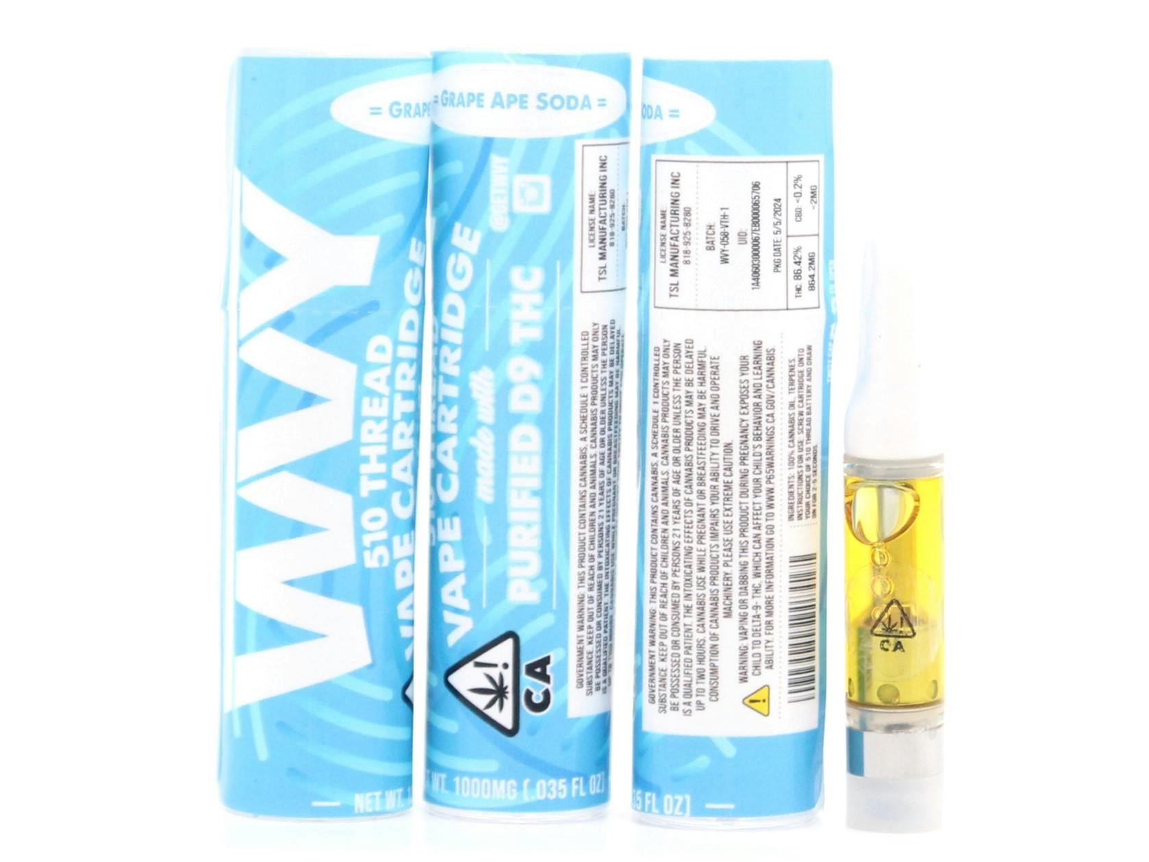 Grape Ape Soda 1g 510 Vape Cart with D9 - WVY