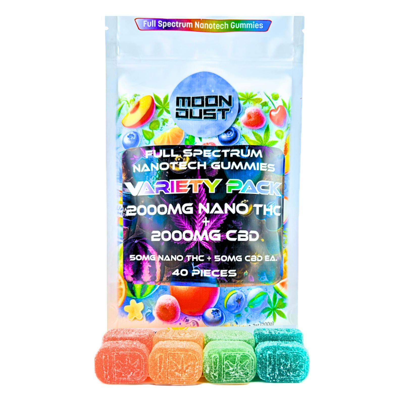 2000MG:2000MG NANO THC VARIETY PACK 1:1 - 40 PIECES - MOON DUST