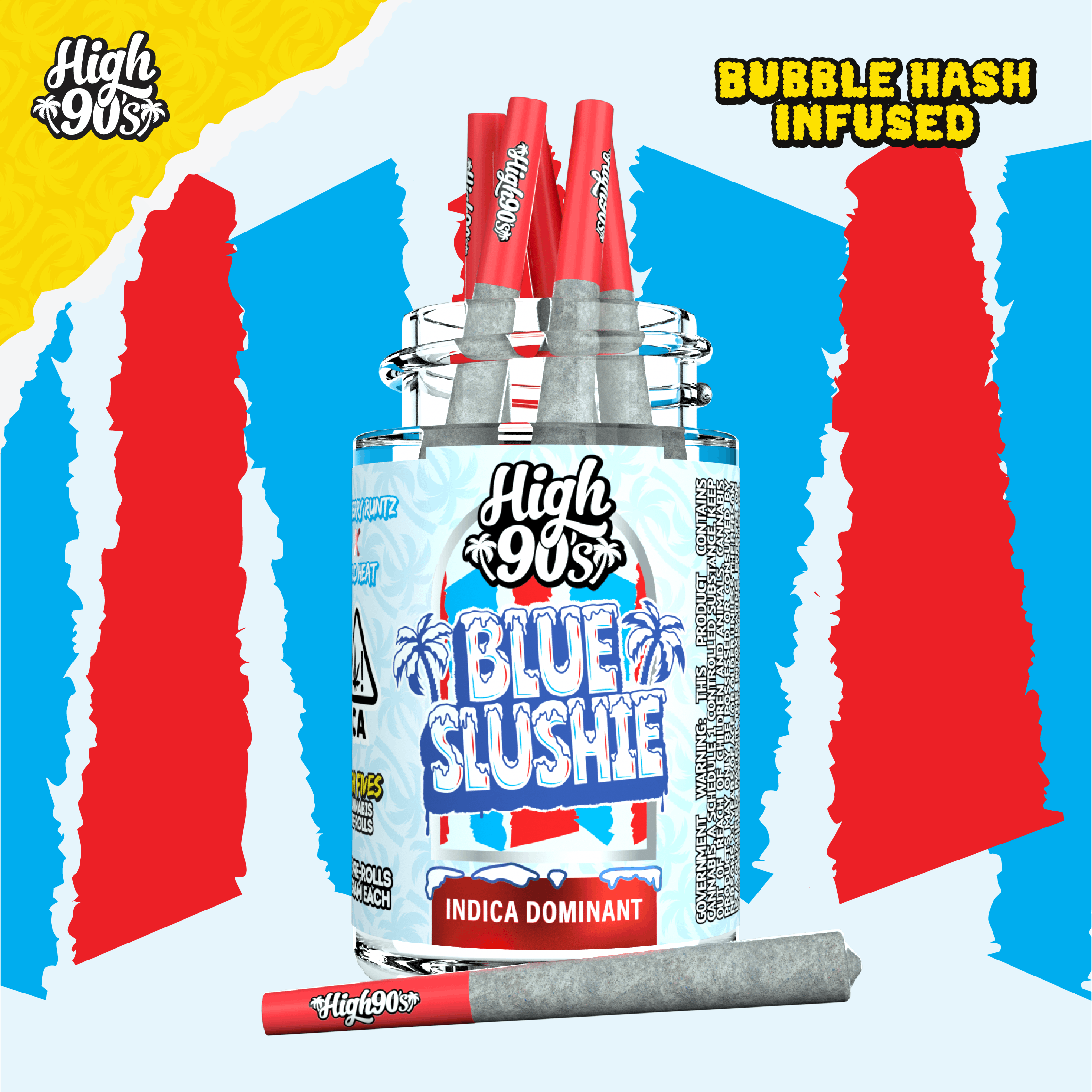 Blue Slushie - 0.5g High Fives Bubble Hash Infused Pre-Rolls 5 Pack ...