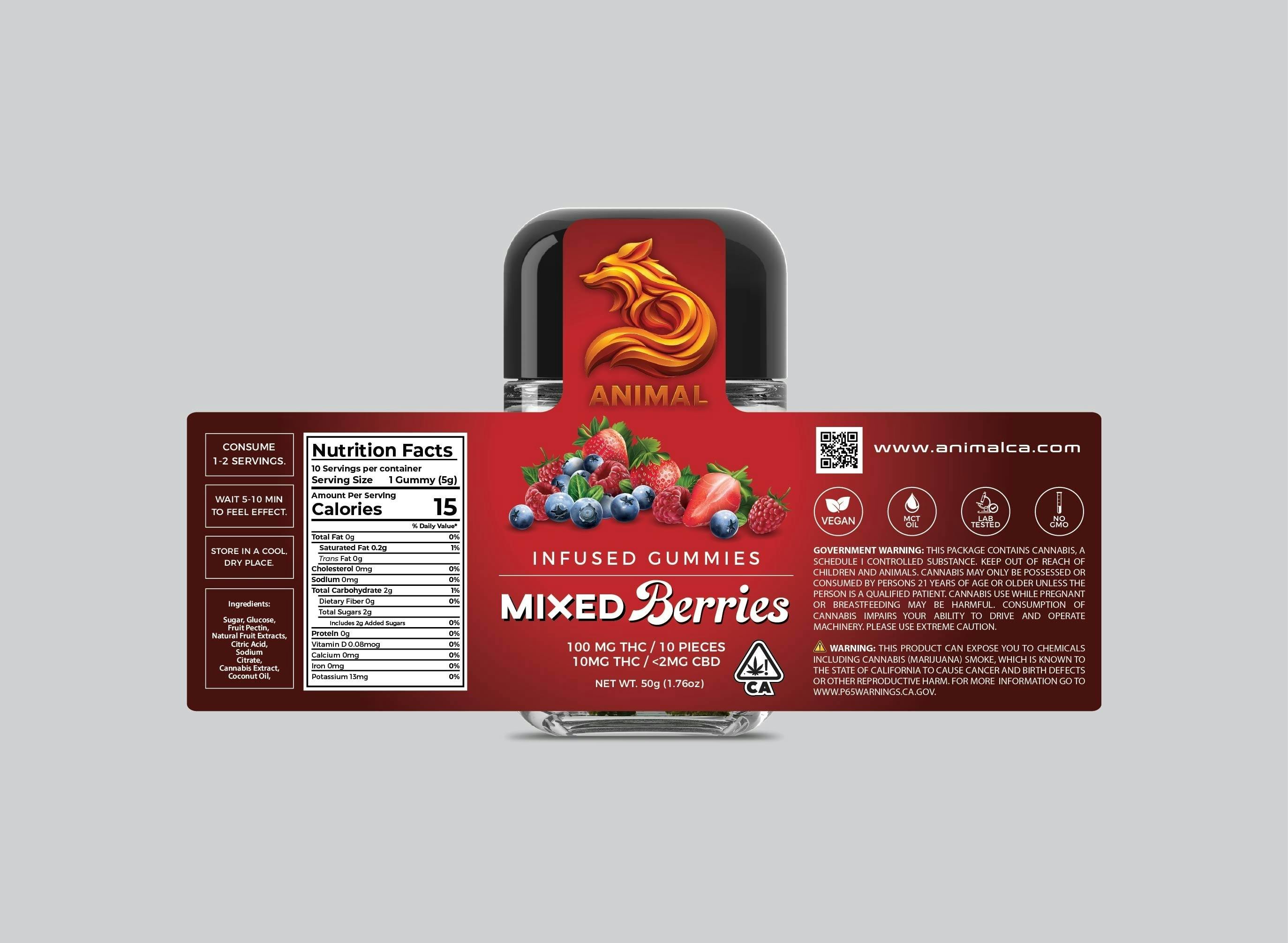 Mix Berry Gummies - 10 x 10mg/gummy - Animal