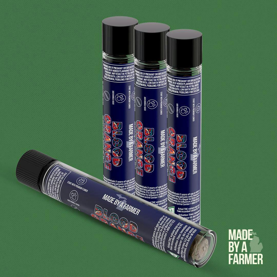 Blood Orange - 1g Bubble Hash Infused Pre Roll (THC+CBG) - Made By A Farmer