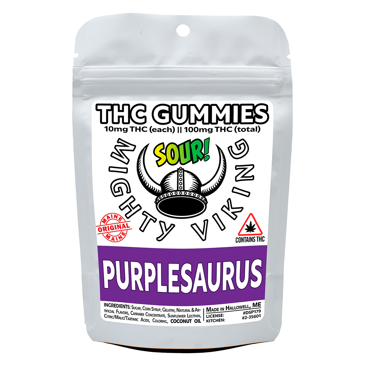 Mighty Viking 10mg THC Gummies - Sour Purplesaurus - Mighty Viking