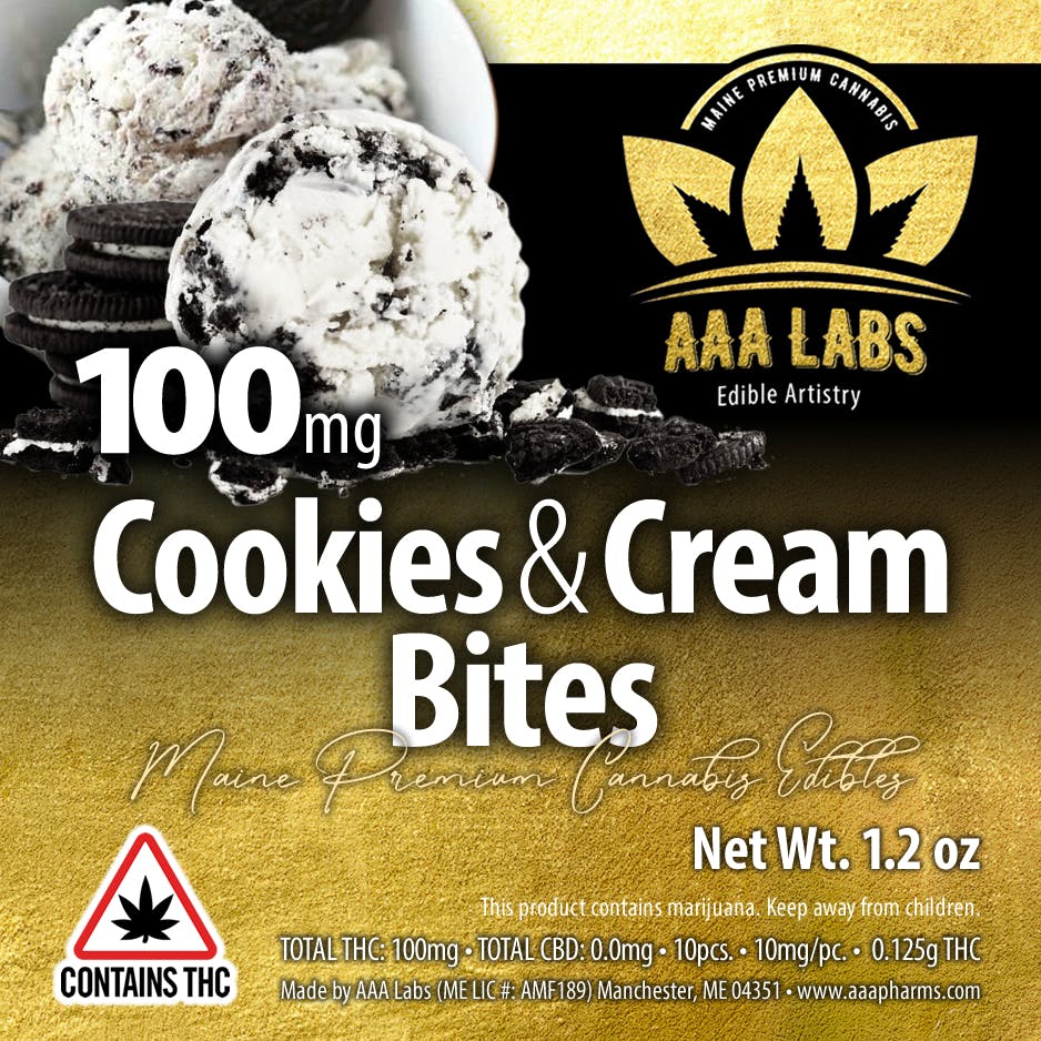 Cookies & Cream Bites - 100mg THC - AAA Pharms
