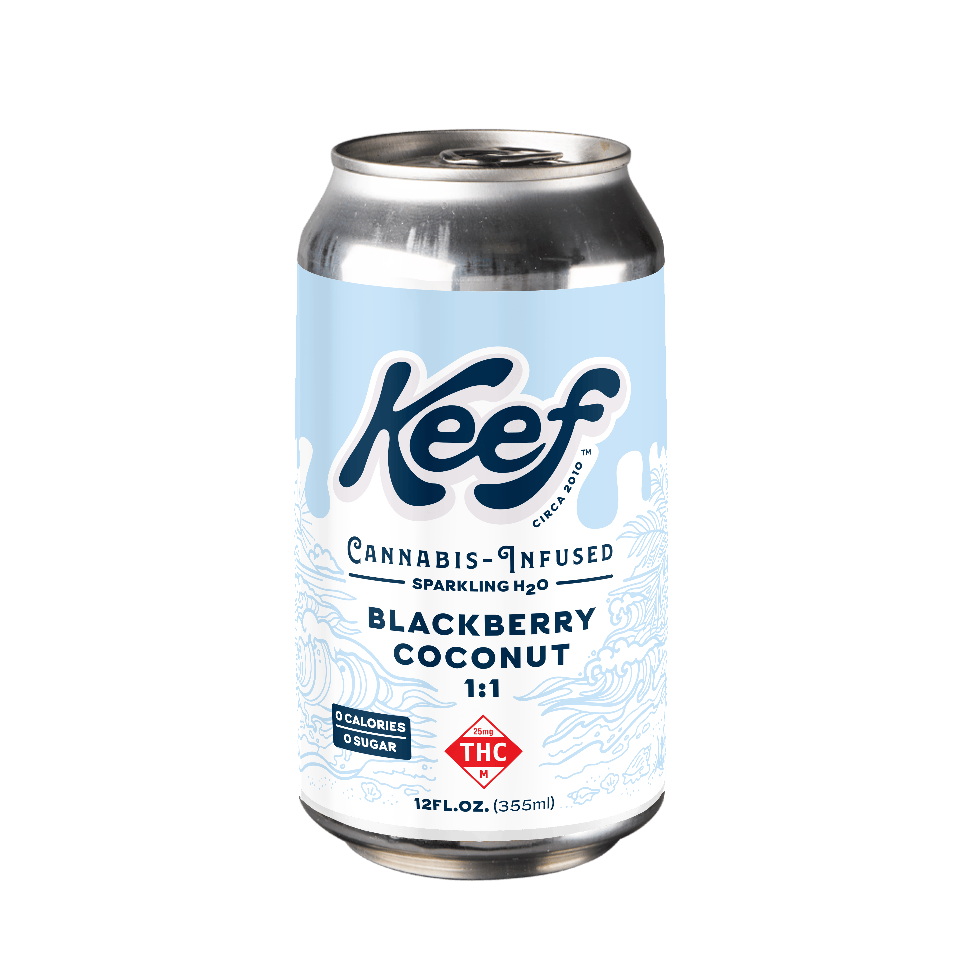 Keef Sparkling H2O 1:1 Blackberry Coconut - 25mg:25mg - Keef Brands