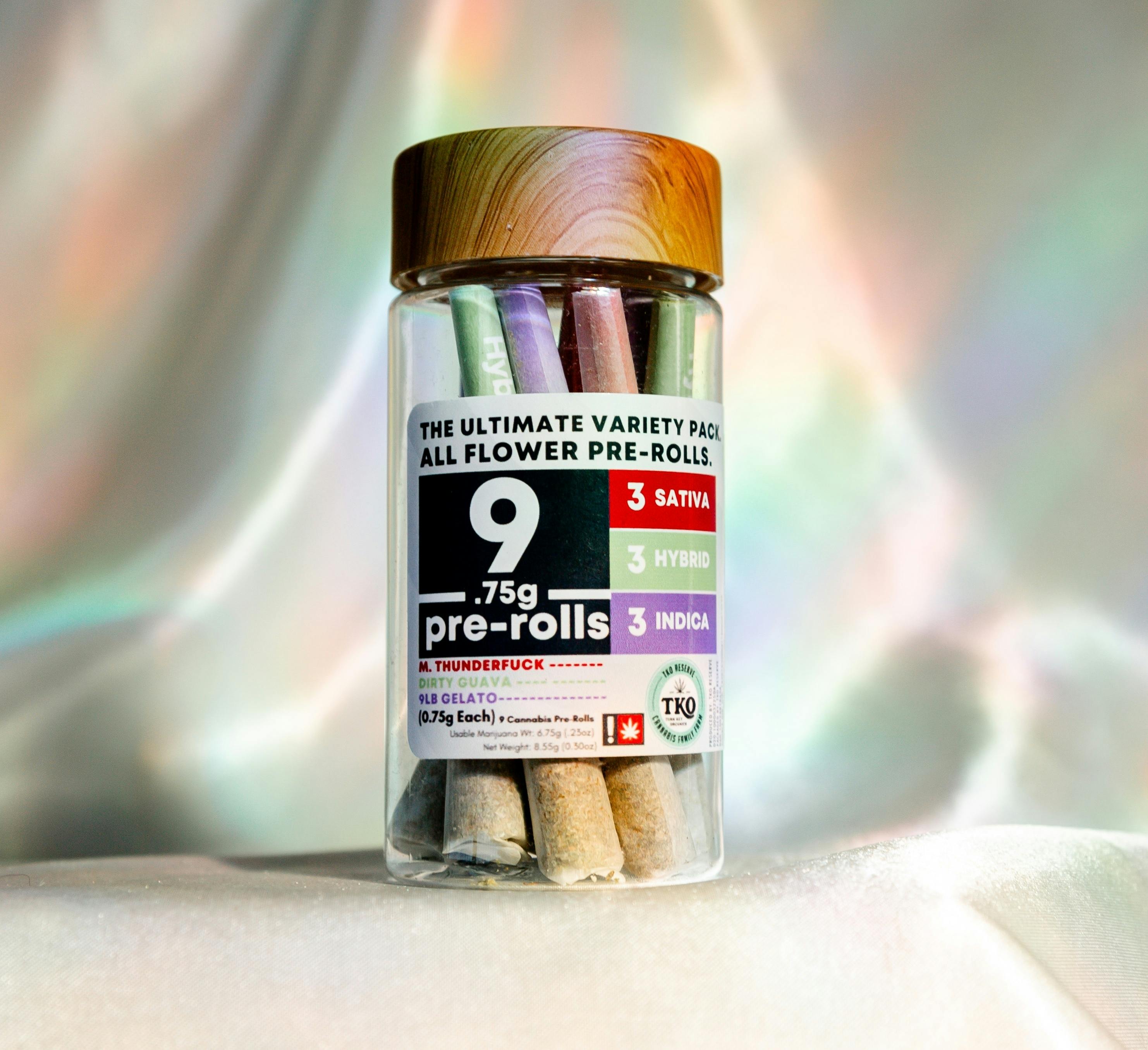 9-pk Variety Pre-rolls: Grapefruit, Slurp Juice, Obama Kush - TKO Reserve