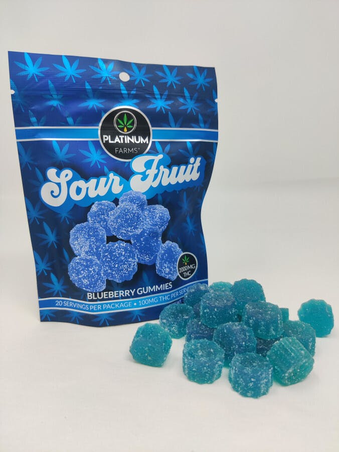 Sour Fruit Blueberry Gummies 2000mg pack - Platinum Farms