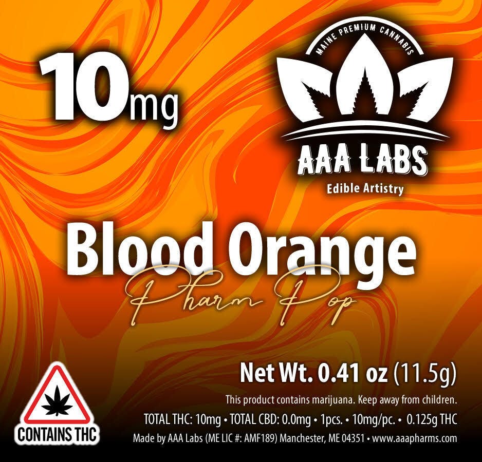 Blood Orange Pharm Pop - 10mg THC - AAA Pharms