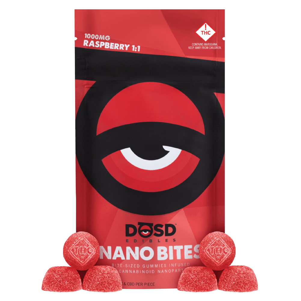 Nano Bites - Raspberry 1:1 - 1000mg - DŌSD Edibles