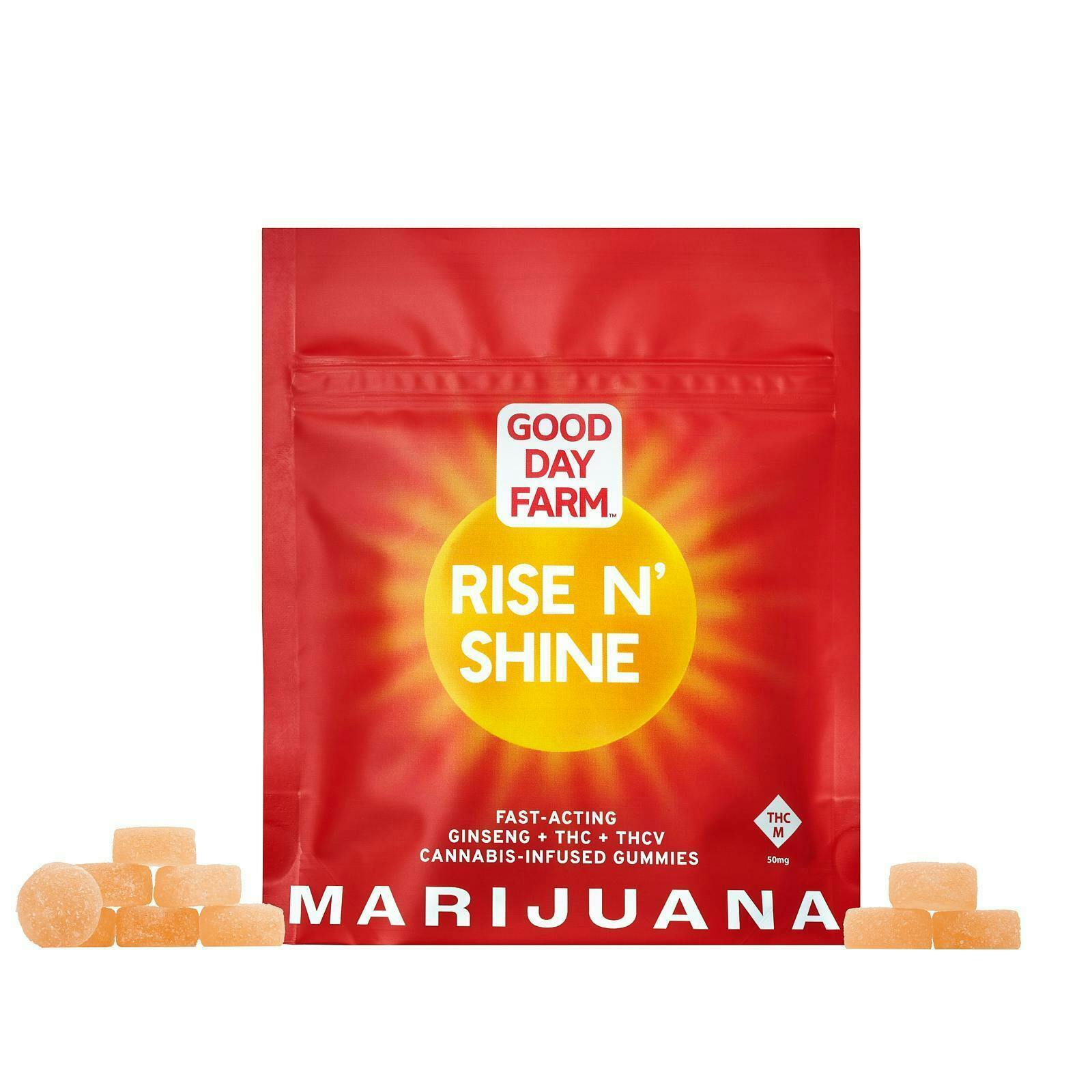 GDF: Fast-Acting Gummies | Rise N' Shine | 50mg | 10pk - Good Day Farm ...