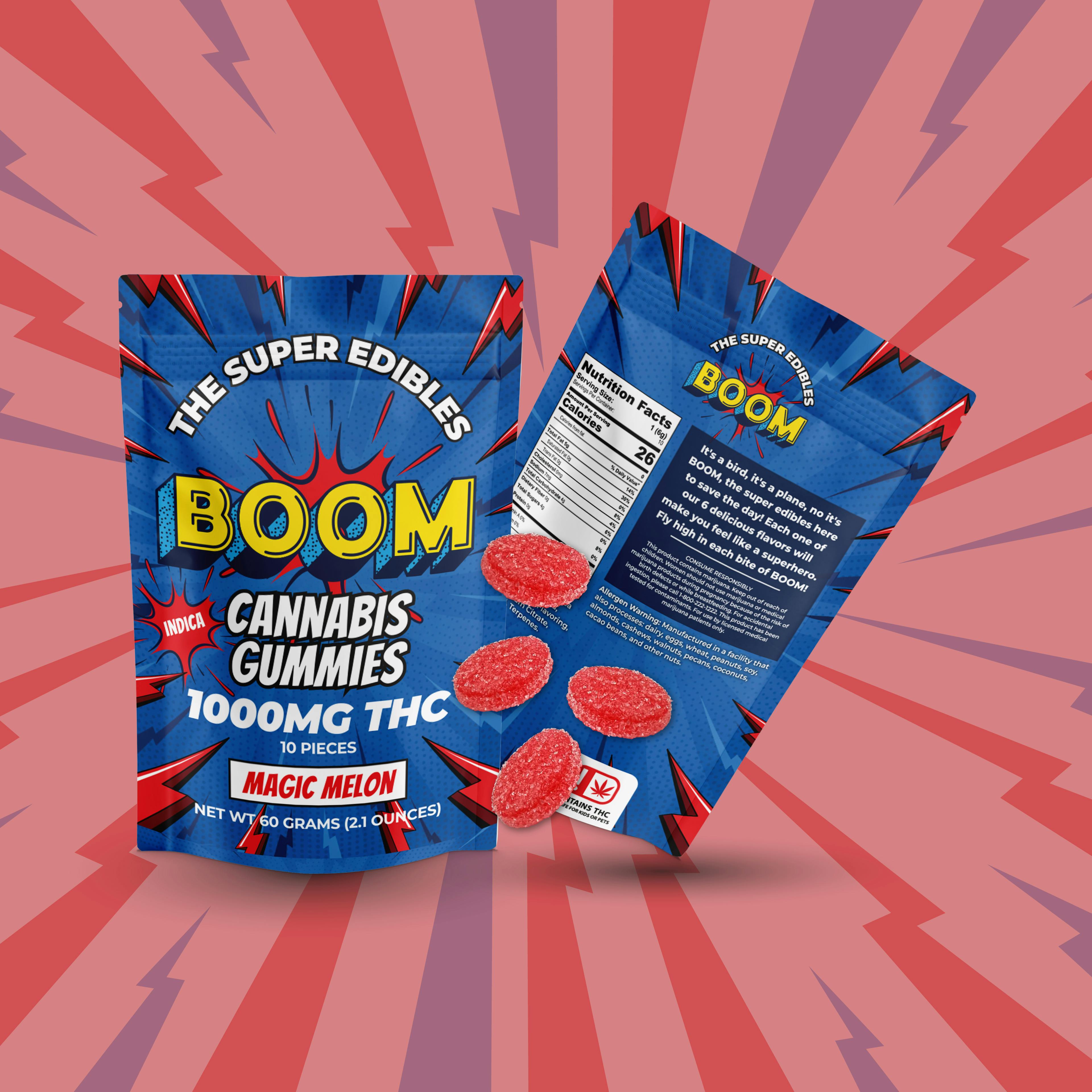 Magic Melon - Indica - 1000mg THC Gummies - Boom