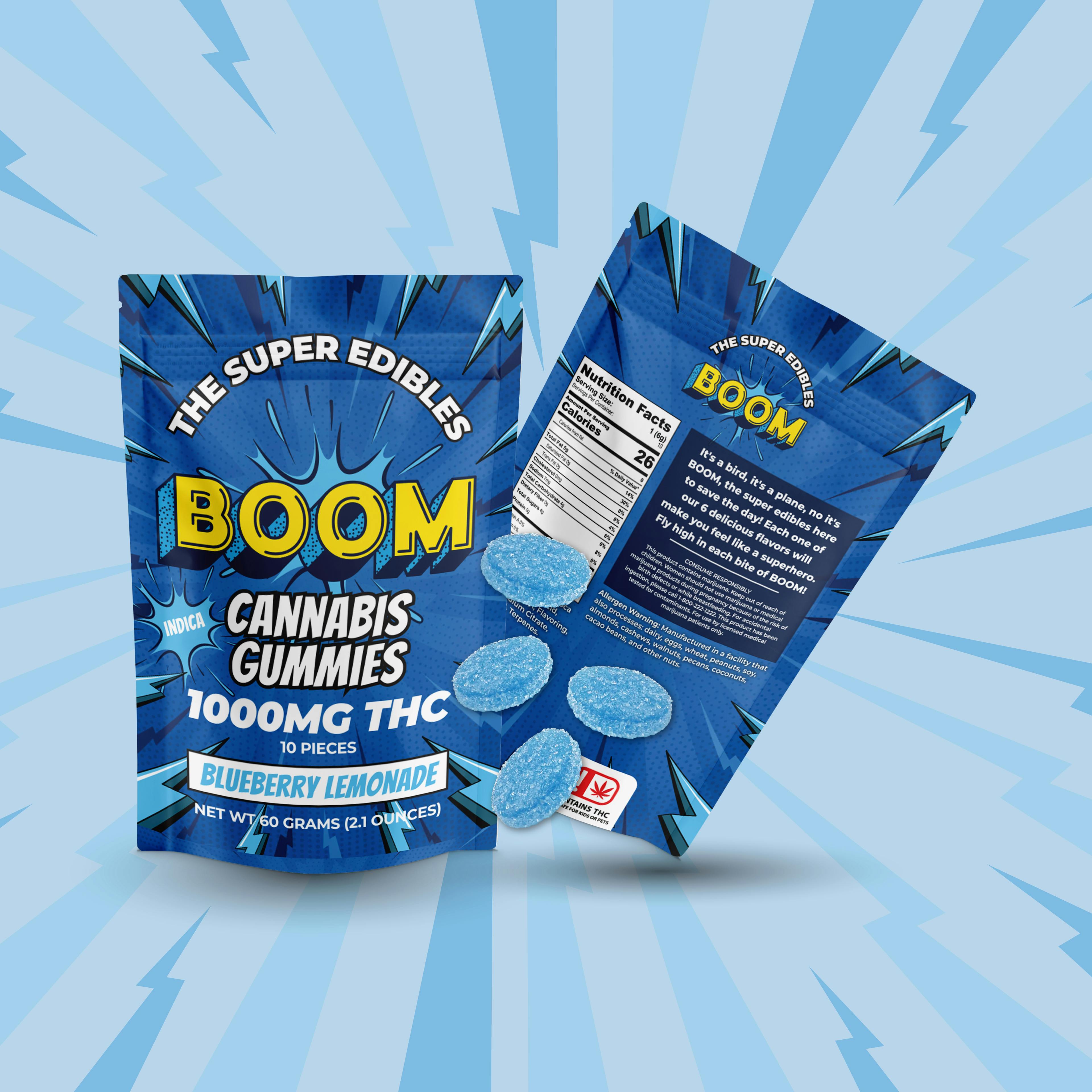 Blueberry Lemonade - Indica - 1000mg THC Gummies - Boom