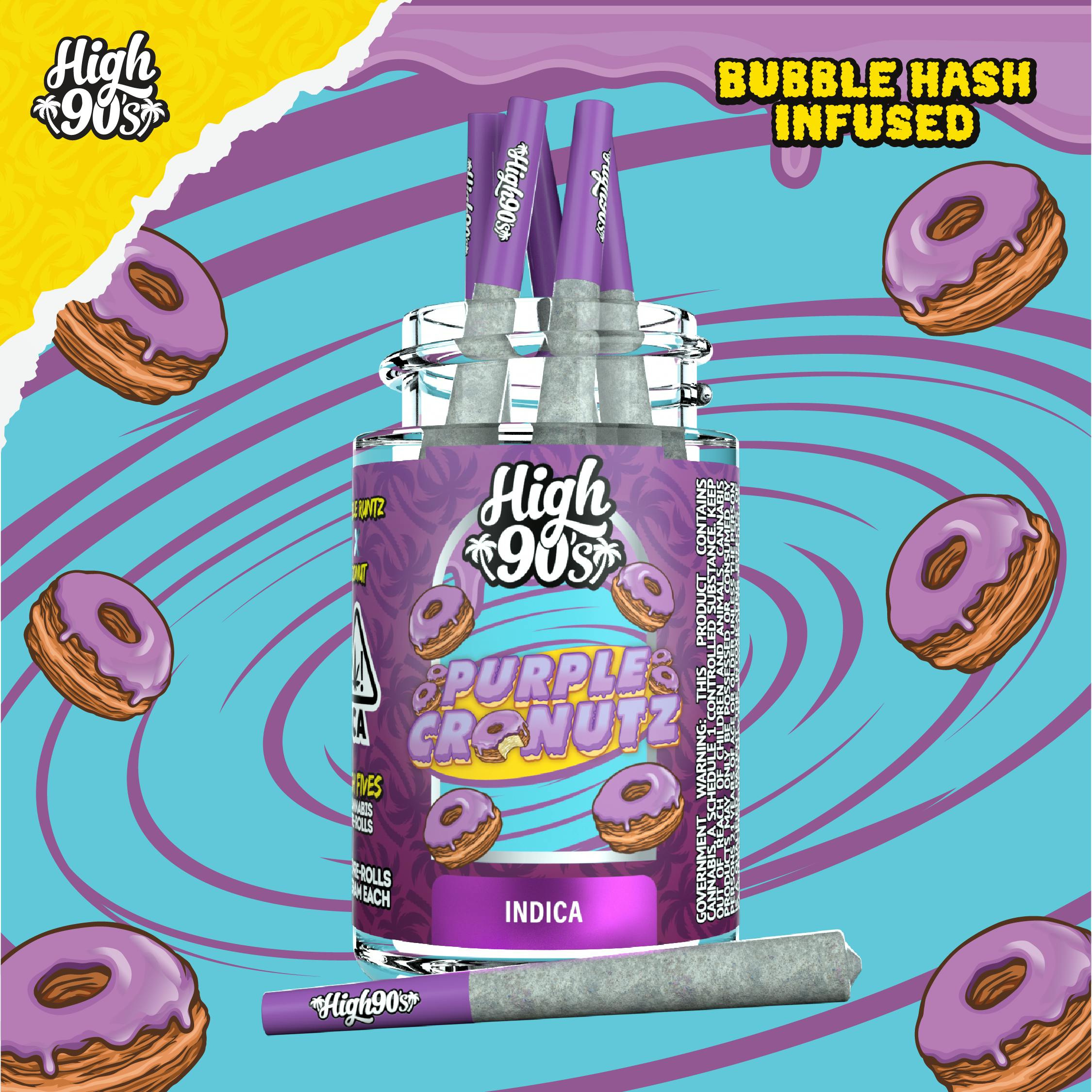 Purple Cronutz - 0.5g High Fives Bubble Hash Infused Pre-Rolls 5 Pack ...