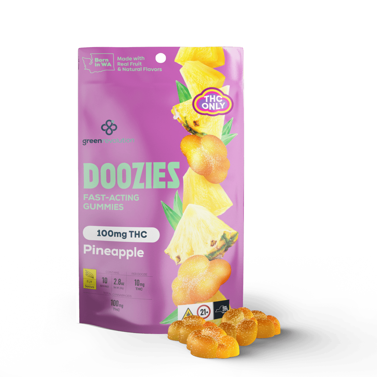 Doozies | Pineapple Full THC Gummies [10pk} (100mg) - Green Revolution