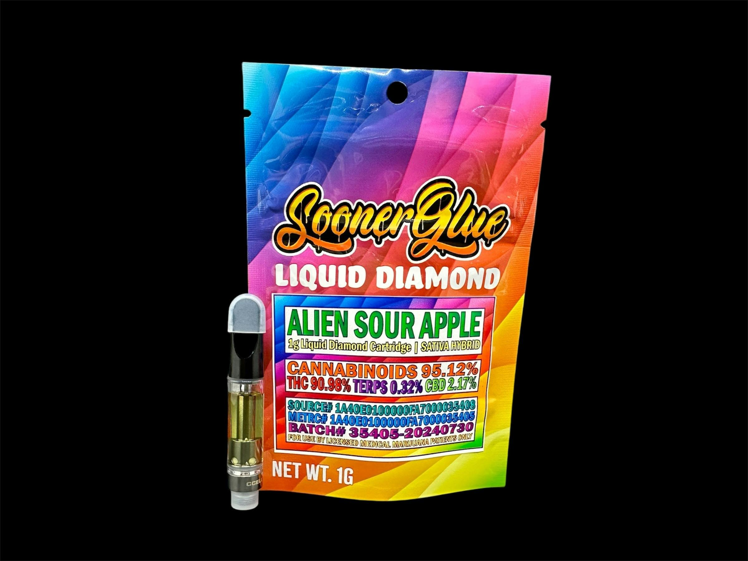 Alien Sour Apple - 1g Liquid Diamond Cartridge - Sooner Glue
