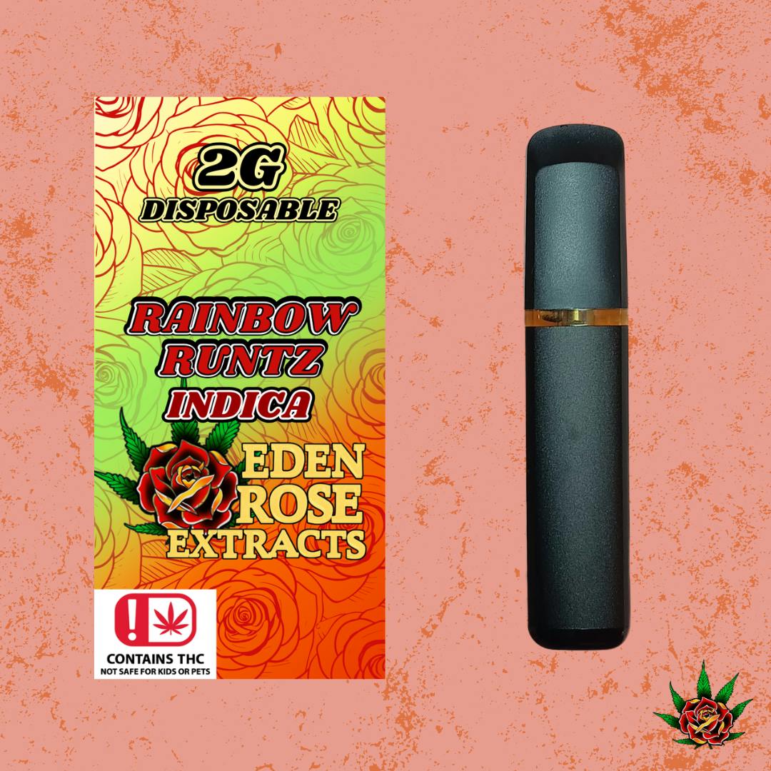 Eden Rose Cured Resin Disposable 2g - Rainbow Runtz (Indica) - Eden Rose Processing