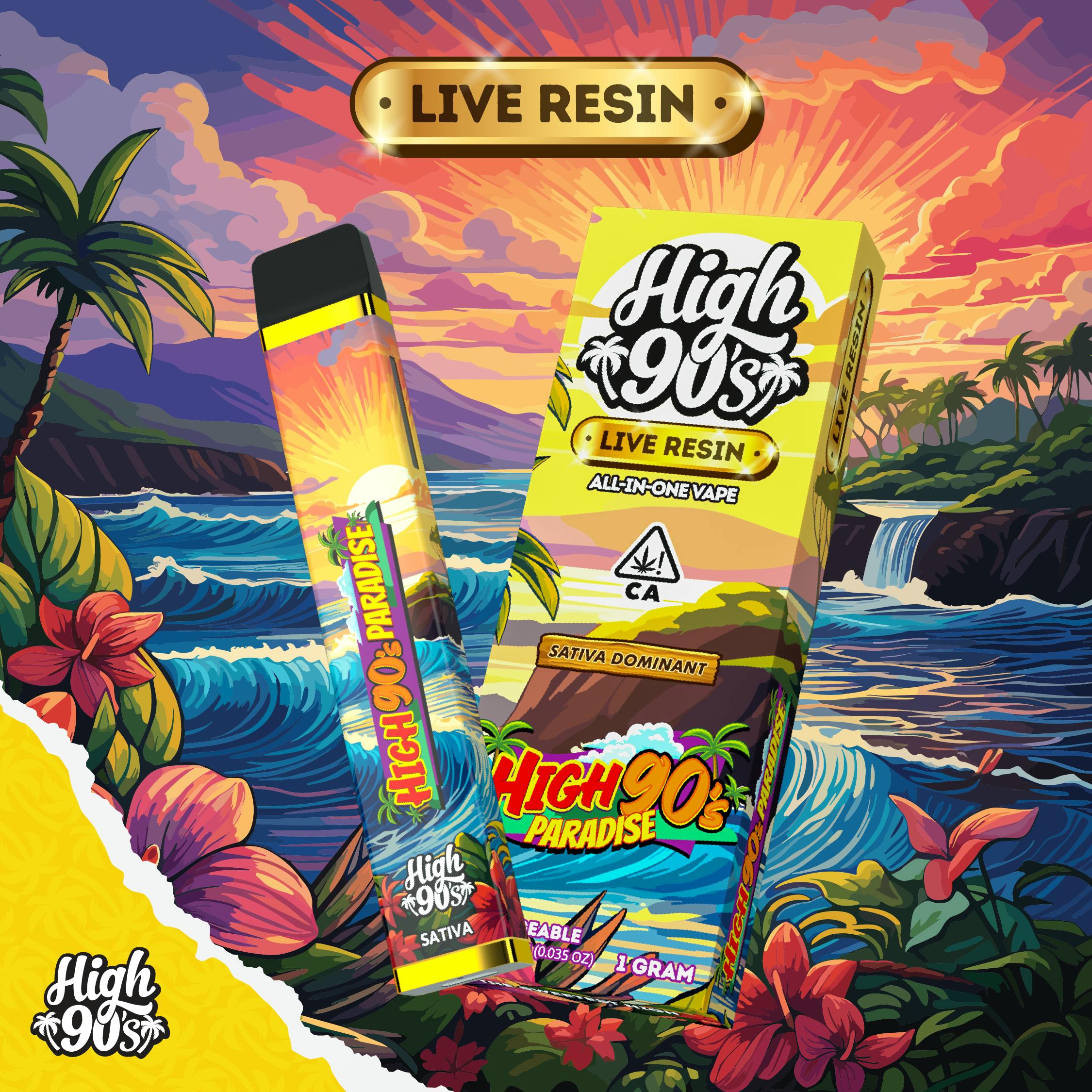 High 90s : High 90's Paradise Live Resin 1g All-In-One Vape - HIGH 90s