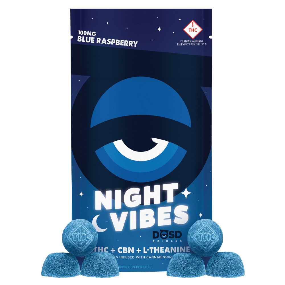 NIGHT VIBES - Blue Raspberry CBN + L-Theanine - 100mg - DŌSD Edibles