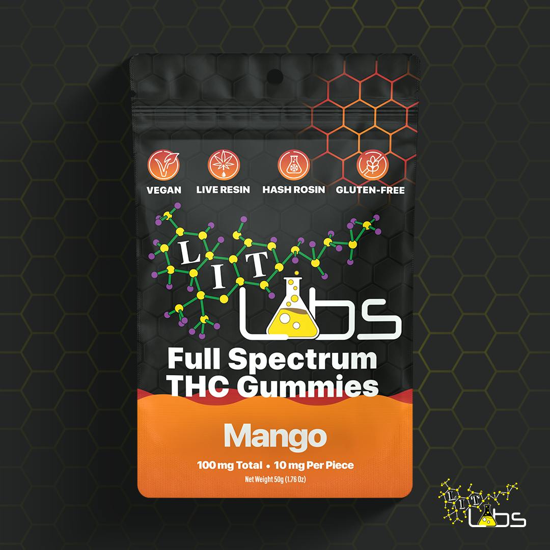 100mg Full Spec Gummy - Mango 10pcs x 10mg - Lit Labs