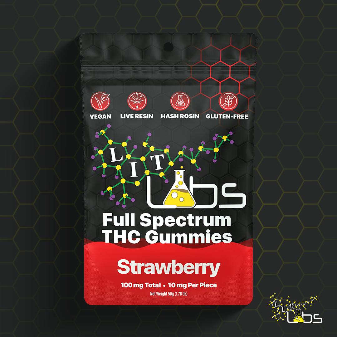 100mg Full Spec Gummy - Strawberry 10pcs x 10mg - Lit Labs