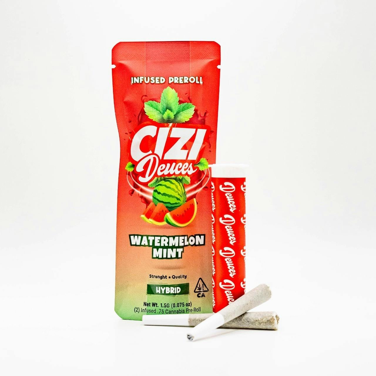 CIZI - DEUCES - WATERMELON MINT - (2) .75 INFUSED PRE-ROLLS - Cizi