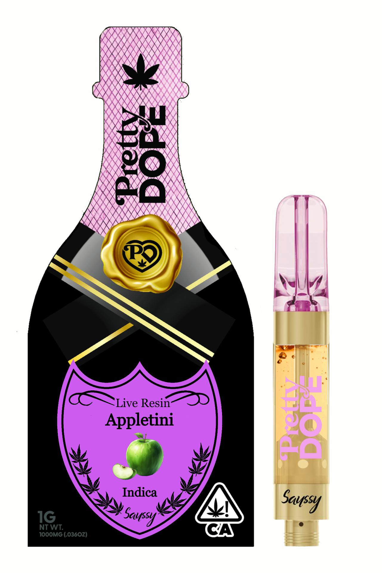 Appletini Live Resin Vape - Indica - 1g - Pretty Dope