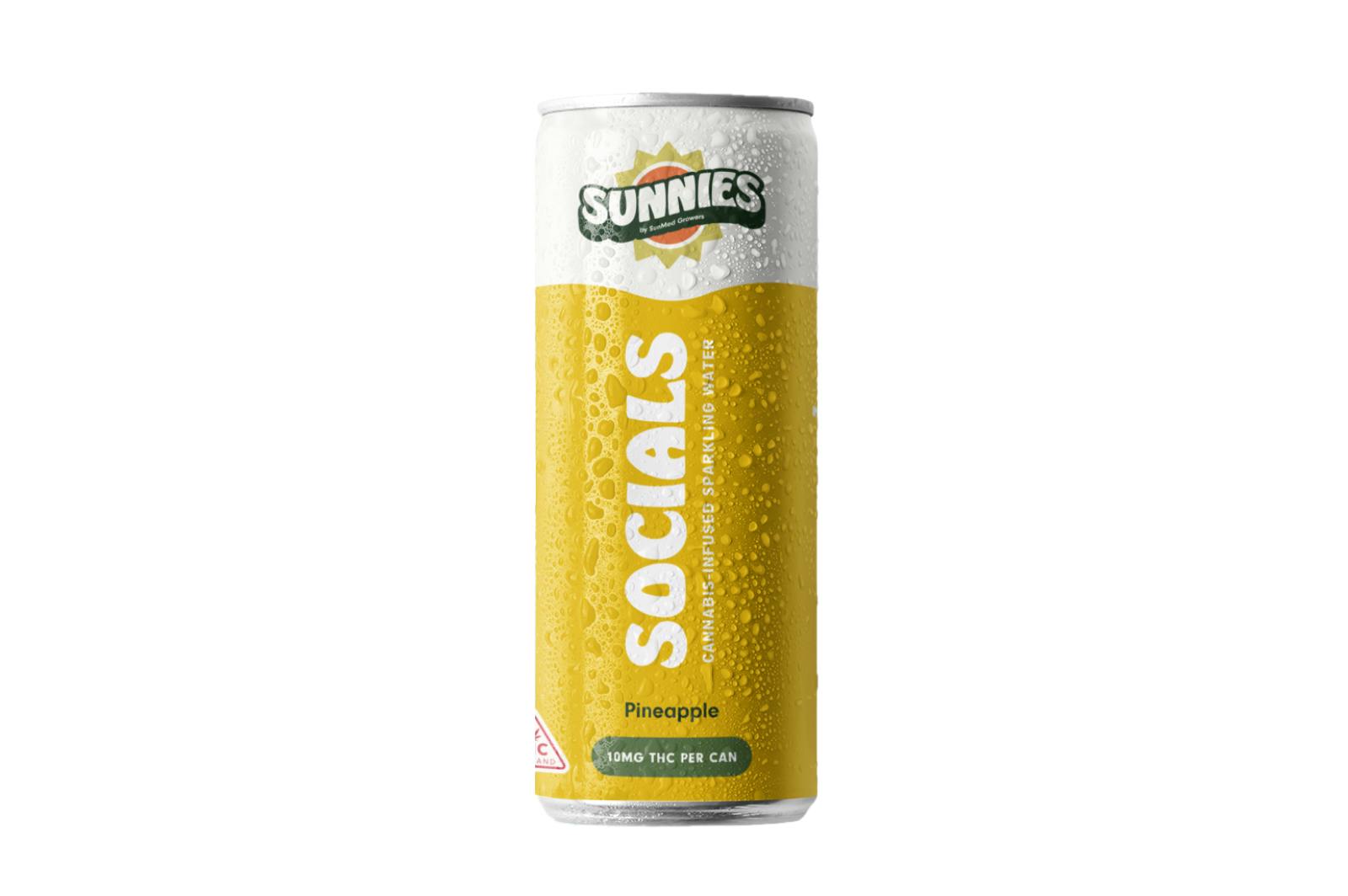 Socials - Pineapple Sparkling Water - 10mg THC - 12oz Can - SunMed Growers