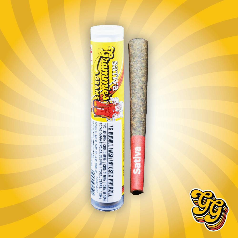 Super Silver Haze - Bubble Hash Infused Pre-Roll (1g) - Grammie's Grams