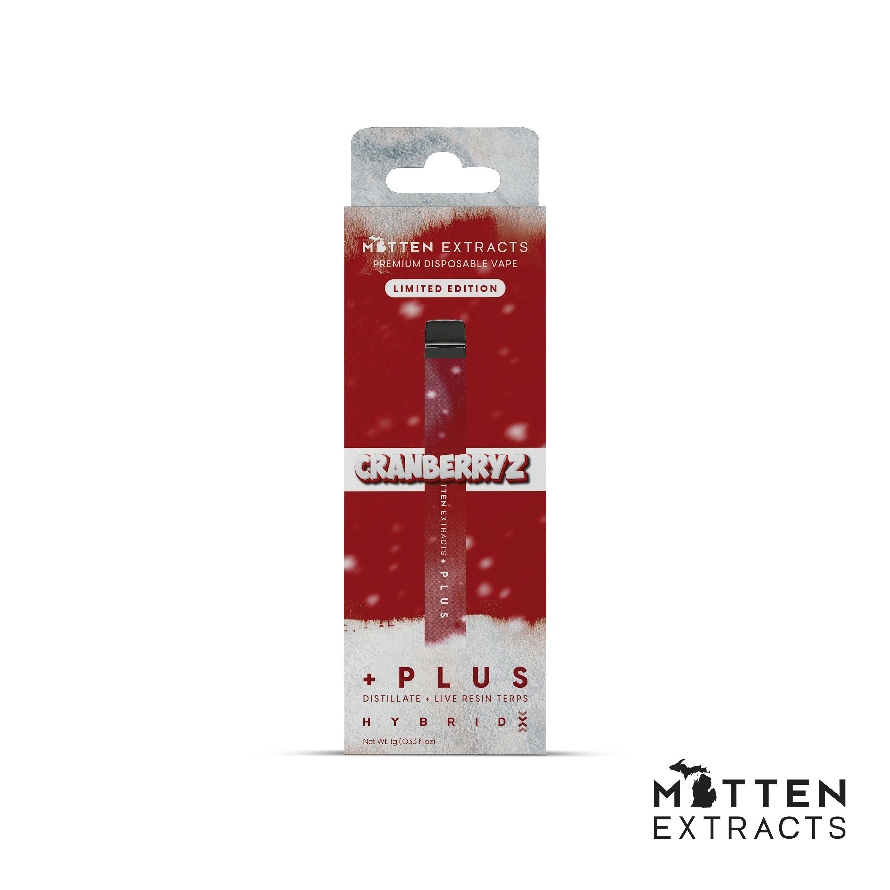 Mitten Extracts + Plus Disposable Cranberryz 1G (Hybrid) - Mitten Extracts