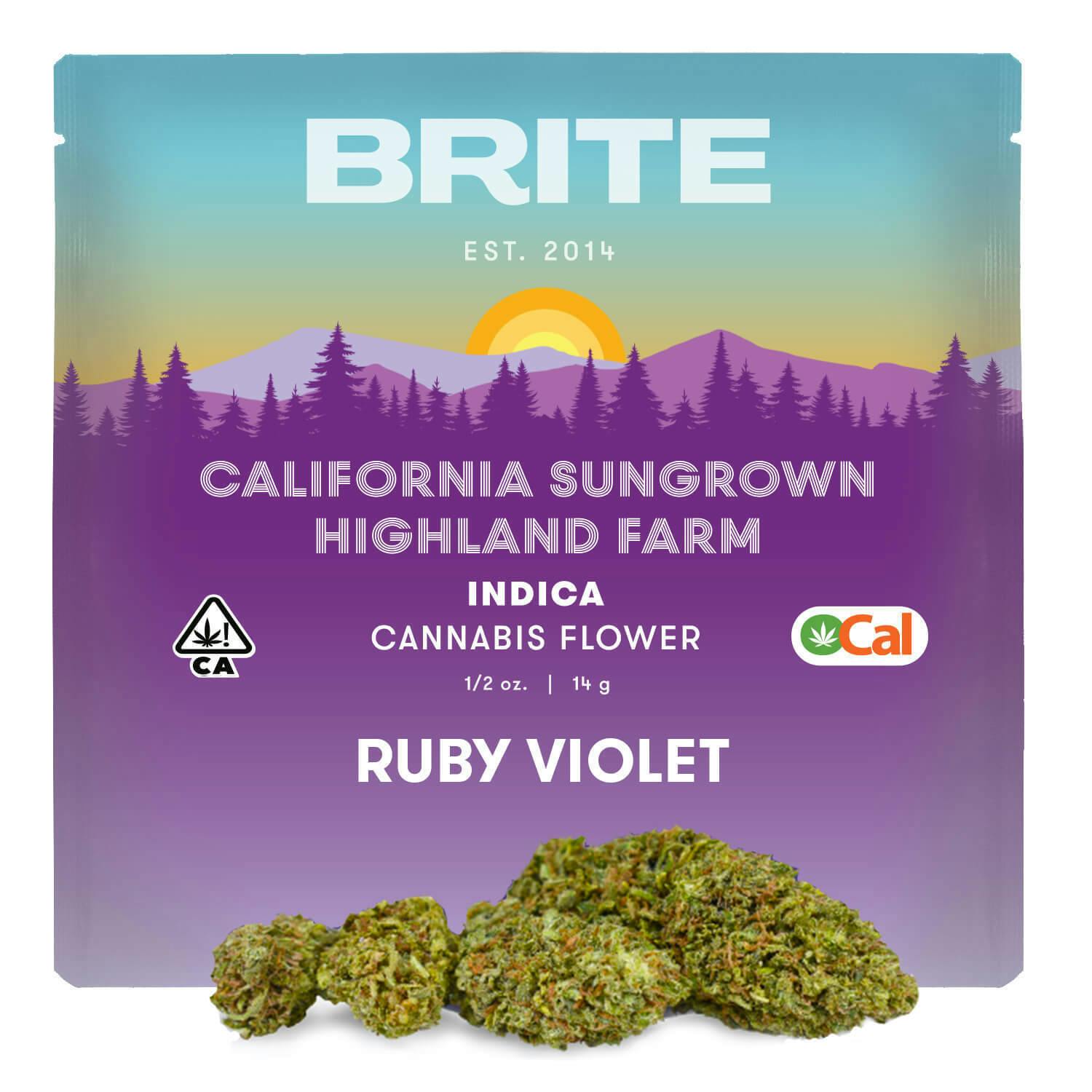 BRITE Highland OCal Sun-Grown Flower (14g) - Indica- Ruby Violet ...