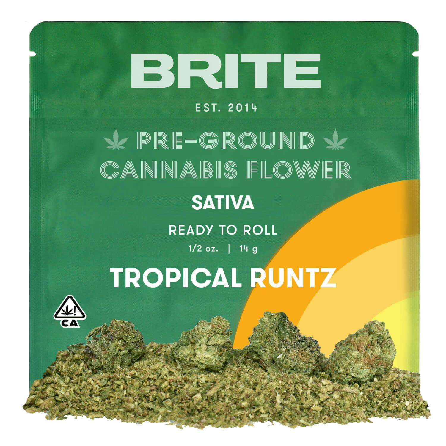BRITE Pre-Ground Flower (14g) - Sativa - Tropical Runtz - Brite Labs