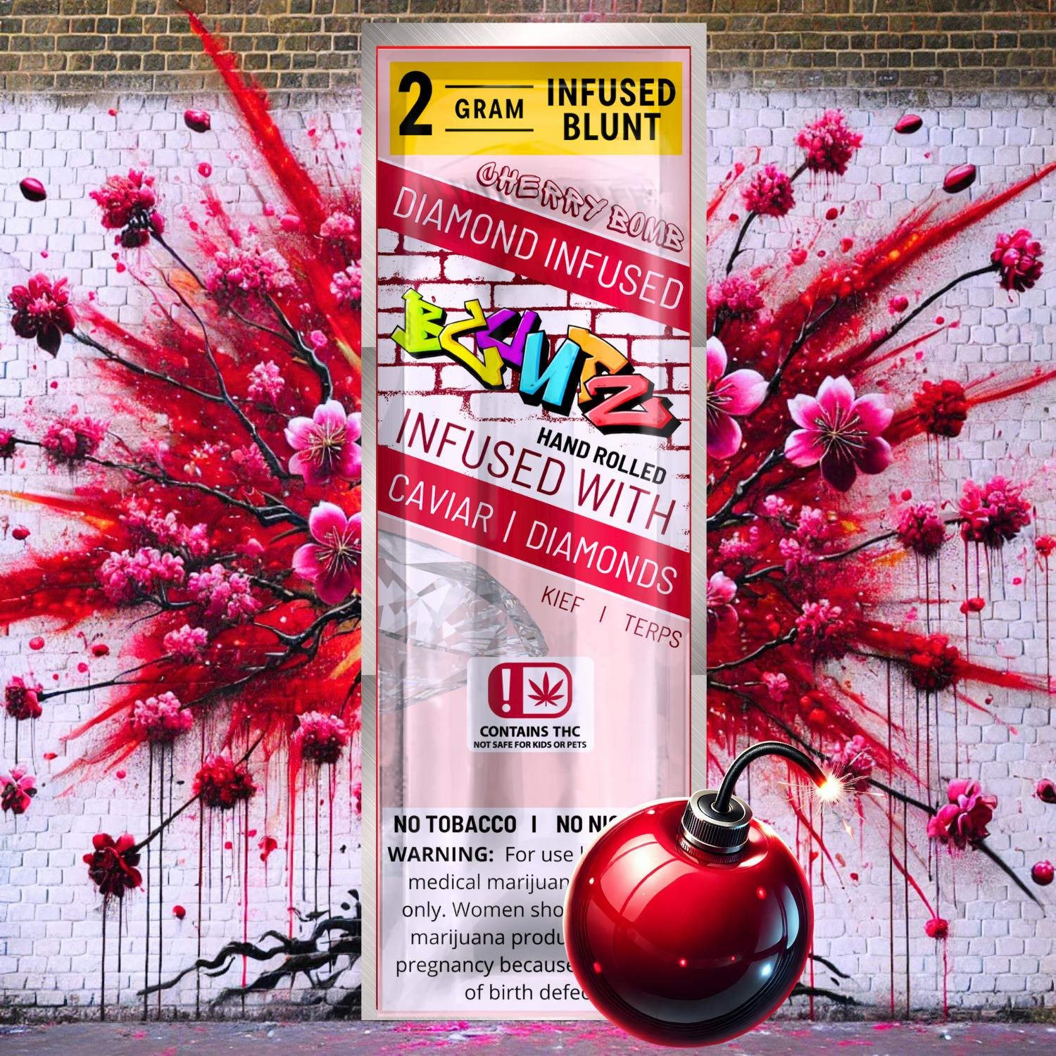 Cherry Bomb | Diamond & Caviar Infused Blunt | 2G - Rex's Remedies