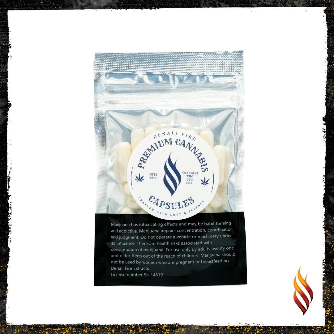Nite Nite Canna Caps - Indica -10mg per Capsule - 10 pack - Denali Fire