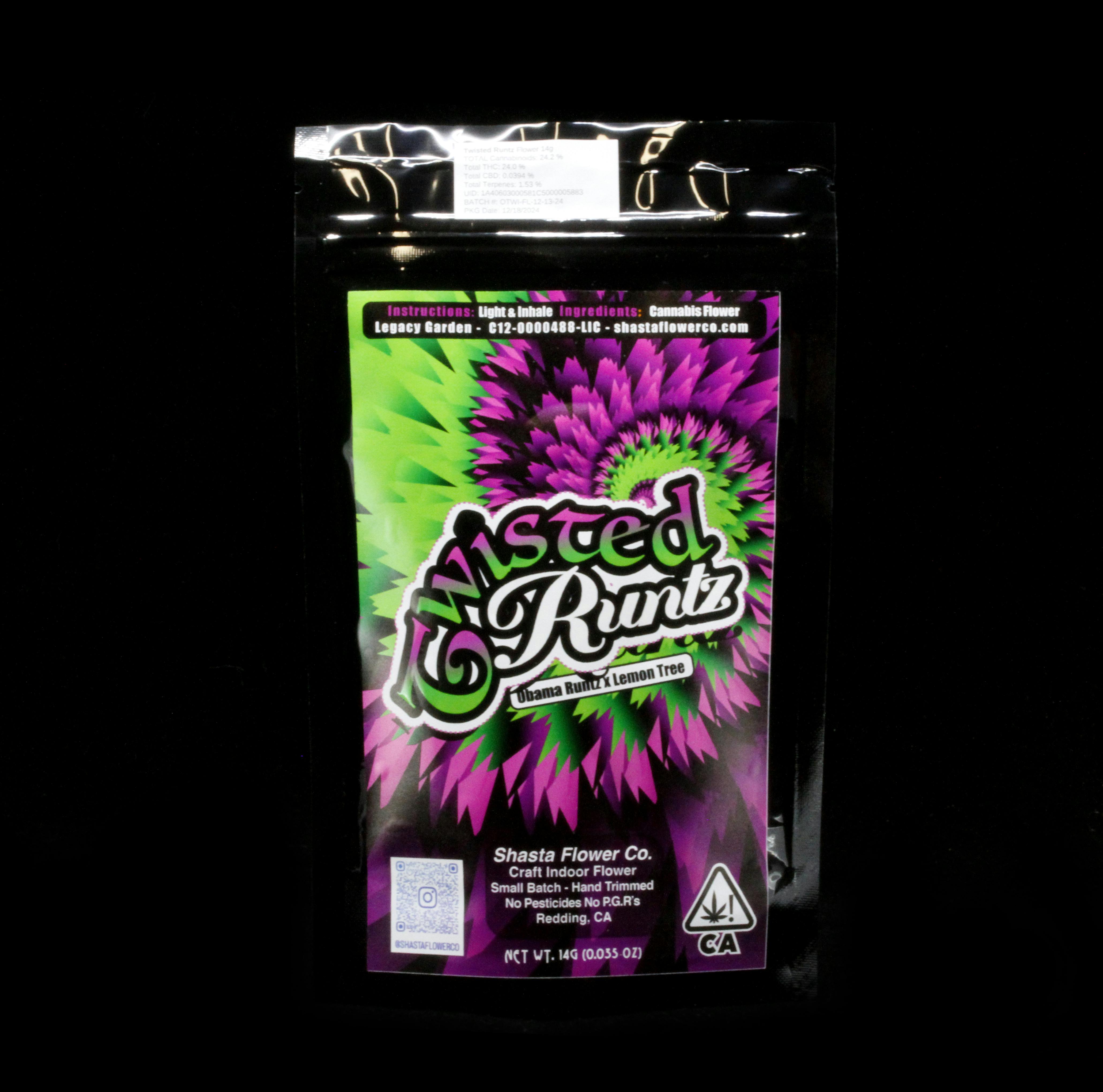 Shasta Flower Co. Twisted Runtz 14g - Shasta Flower Co & Shasta Hash Co