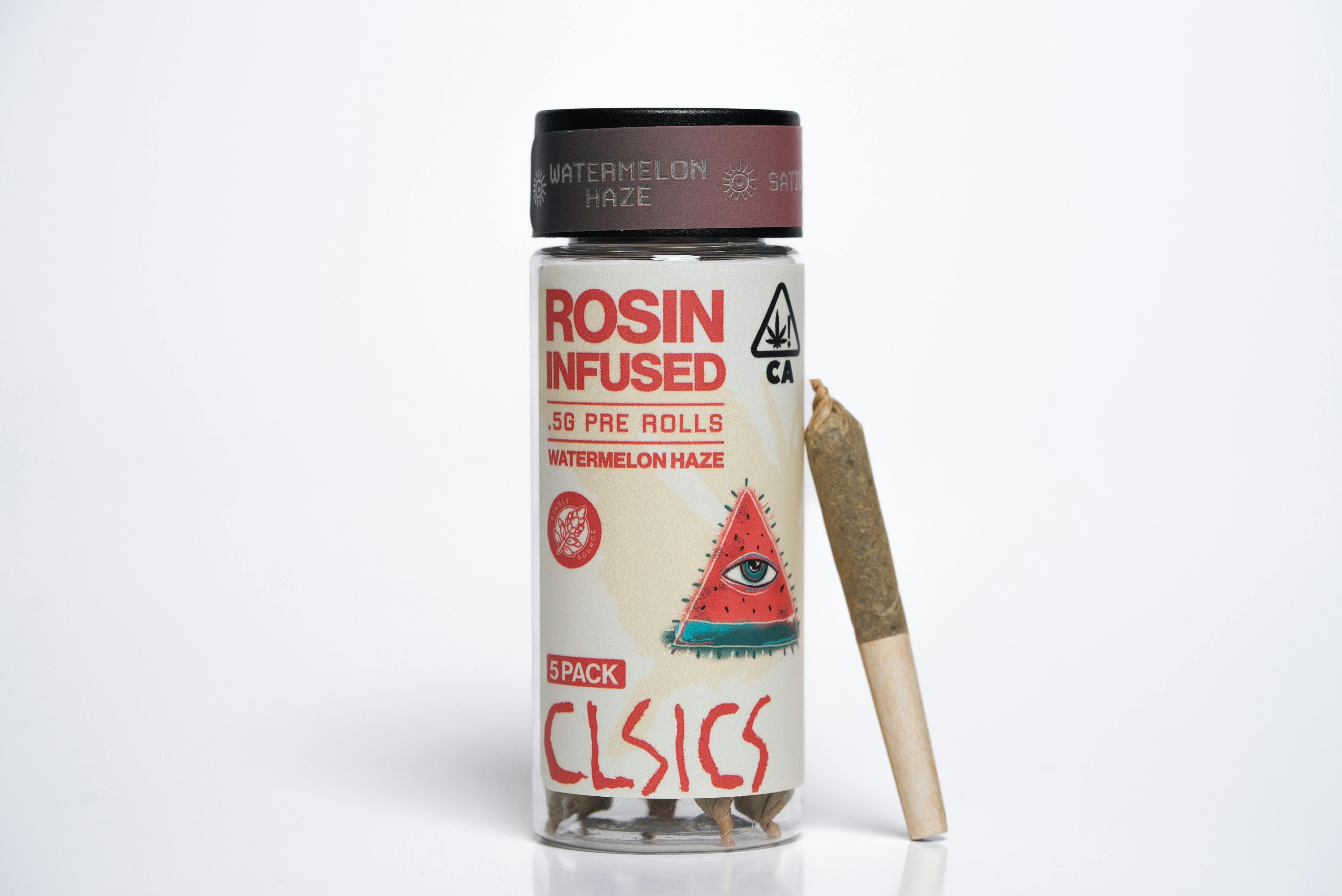 Watermelon Haze - 5Pk .5g Rosin Infused Pre Rolls - CLSICS Rosin ...