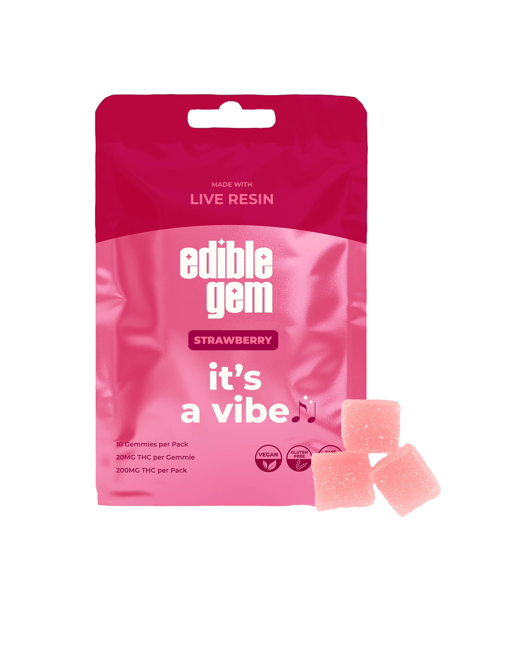 Edible Gem - It's a Vibe - Live Resin Gummies - Strawberry - Edible Gem