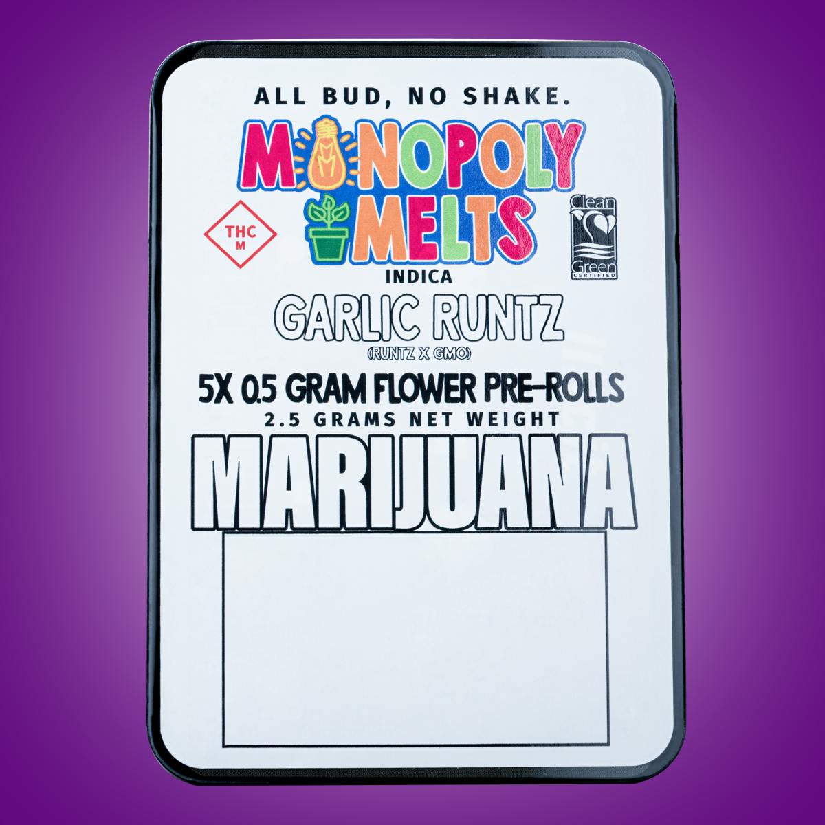 Garlic Runtz | Prerolls 0.5G (5 Count) - Monopoly Melts