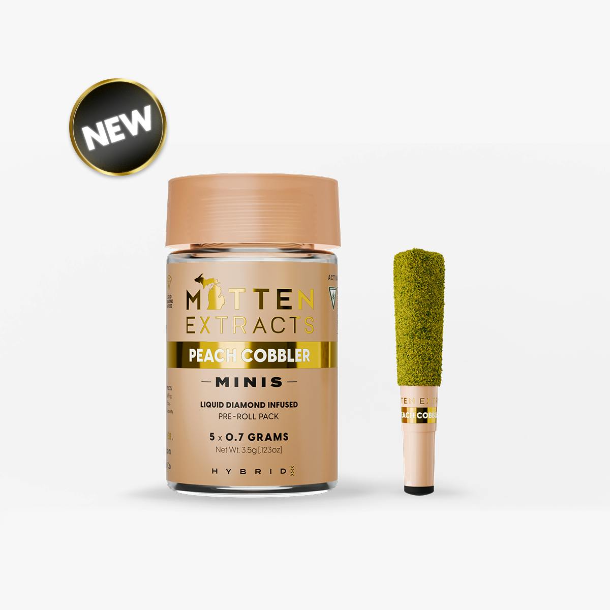 Mitten Extracts Minis | Infused Pre-Rolls 3.5g | 5 Pack - Peach Cobbler ...