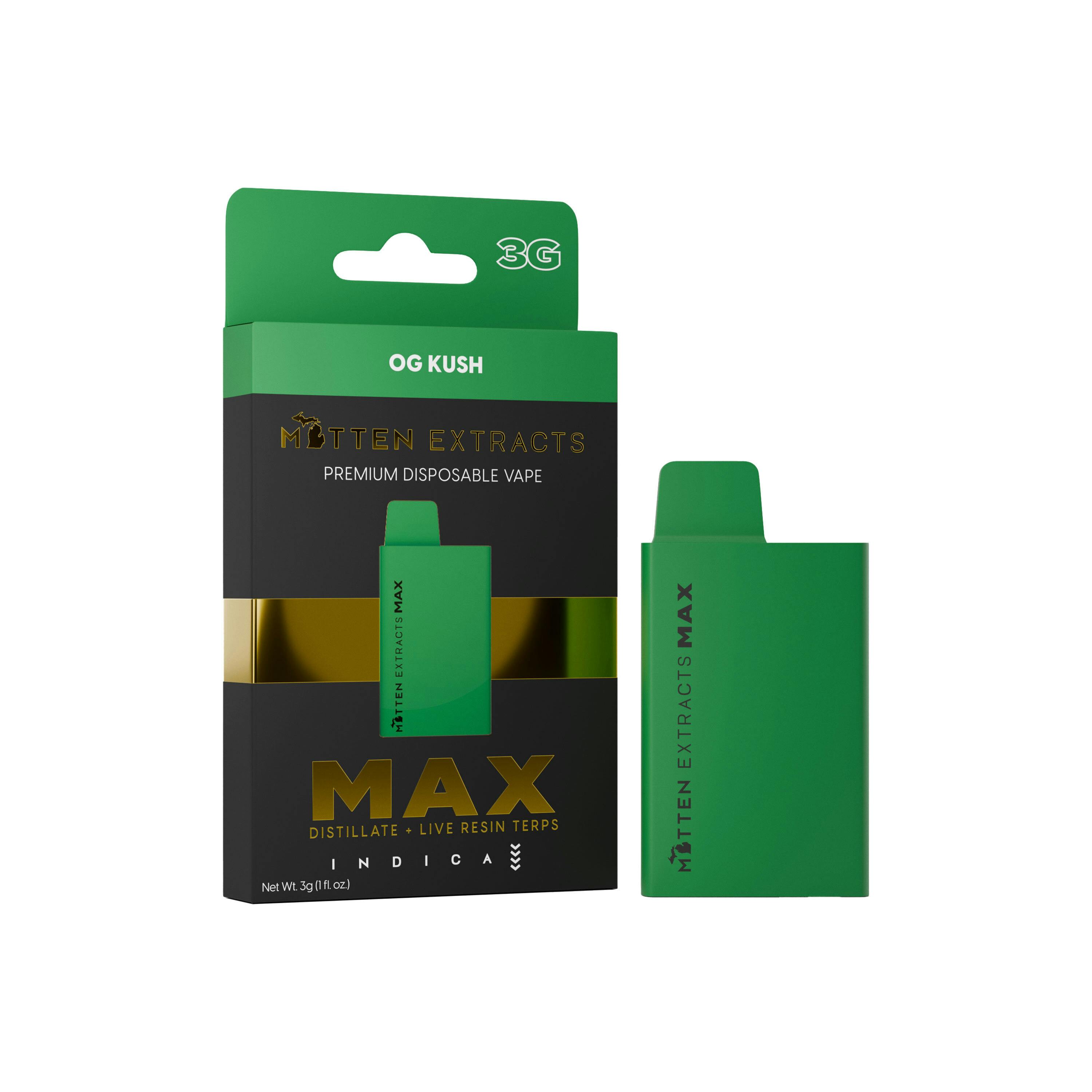 Mitten Extracts MAX Disposable - OG Kush 3g (Indica) - Mitten Extracts