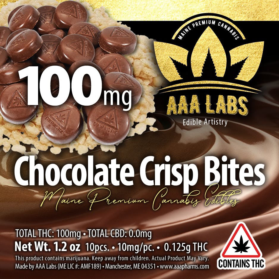 Chocolate Crisp Bites - 100mg THC Edibles - AAA Pharms