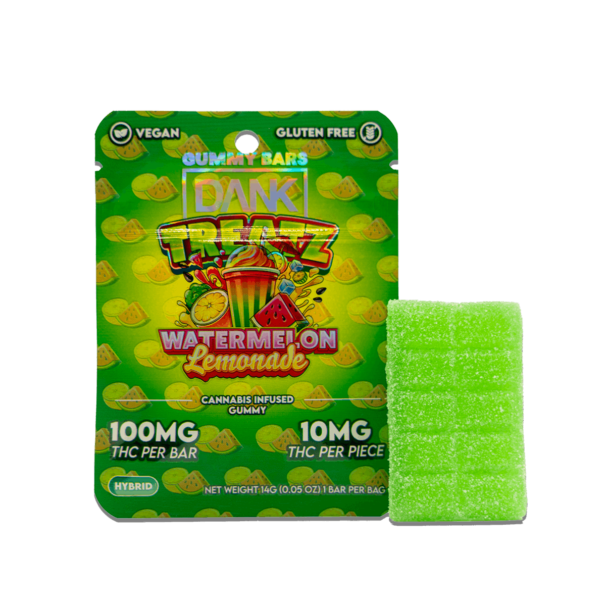 DANK TREATZ BAR - WATERMELON LEMONADE - 100MG GUMMY BAR - DANK