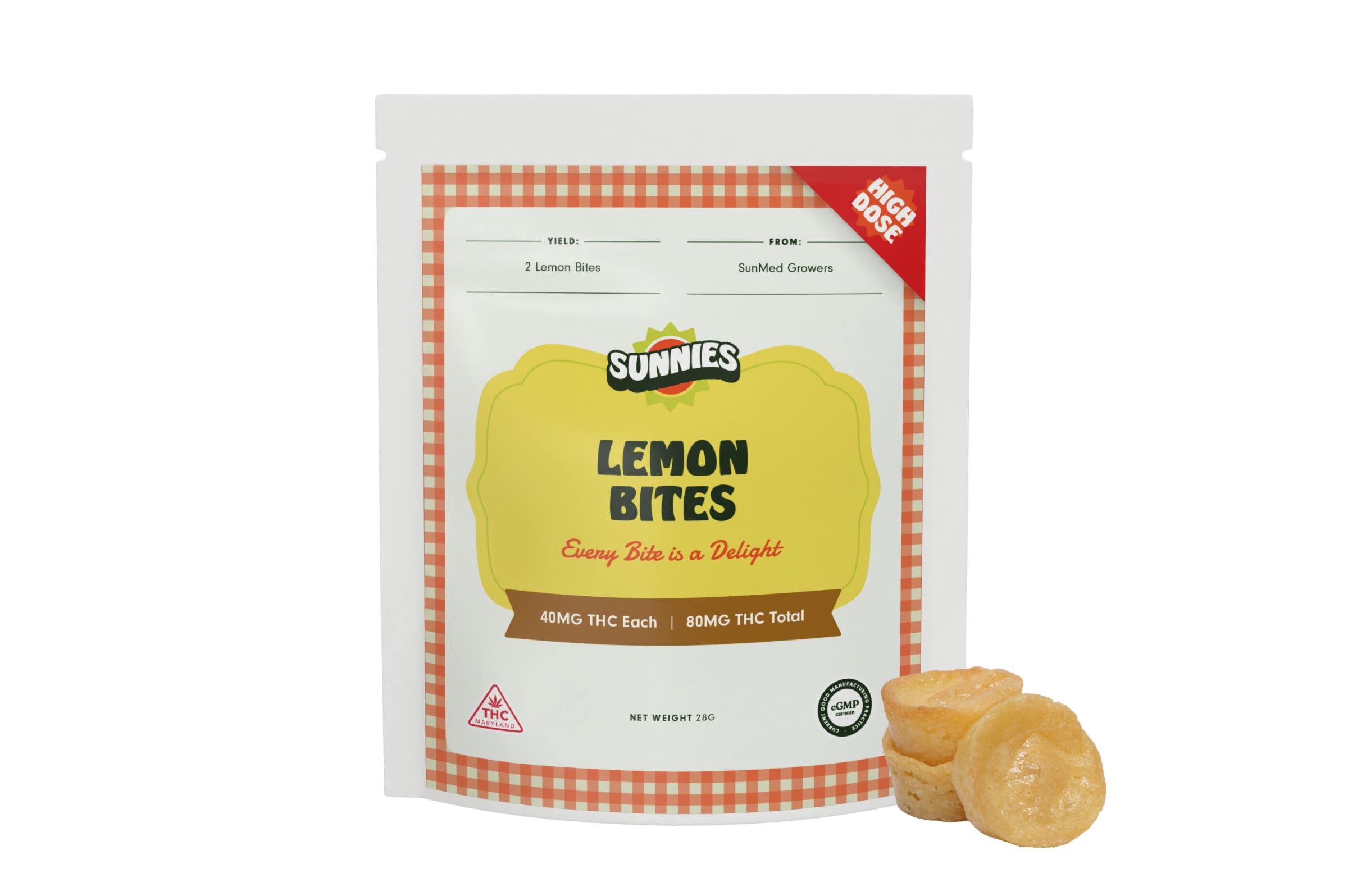 Lemon Bites Edible 80mg/2 Pack - SunMed Growers