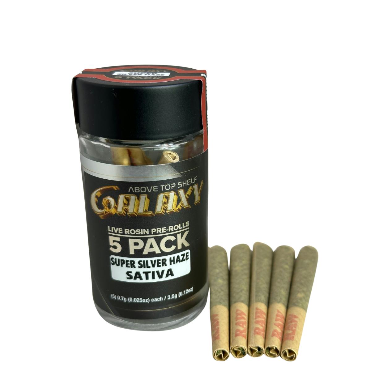 Super Silver Haze Rosin Infused Prerolls 5 Pack - CA - Galaxy