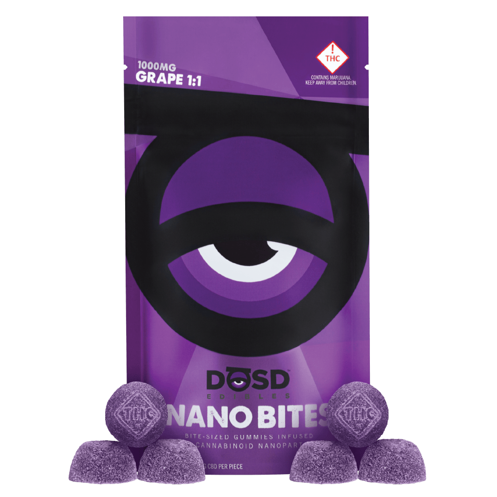 Nano Bites - Grape 1:1 - 1000mg, Hybrid Enhanced - DŌSD Edibles