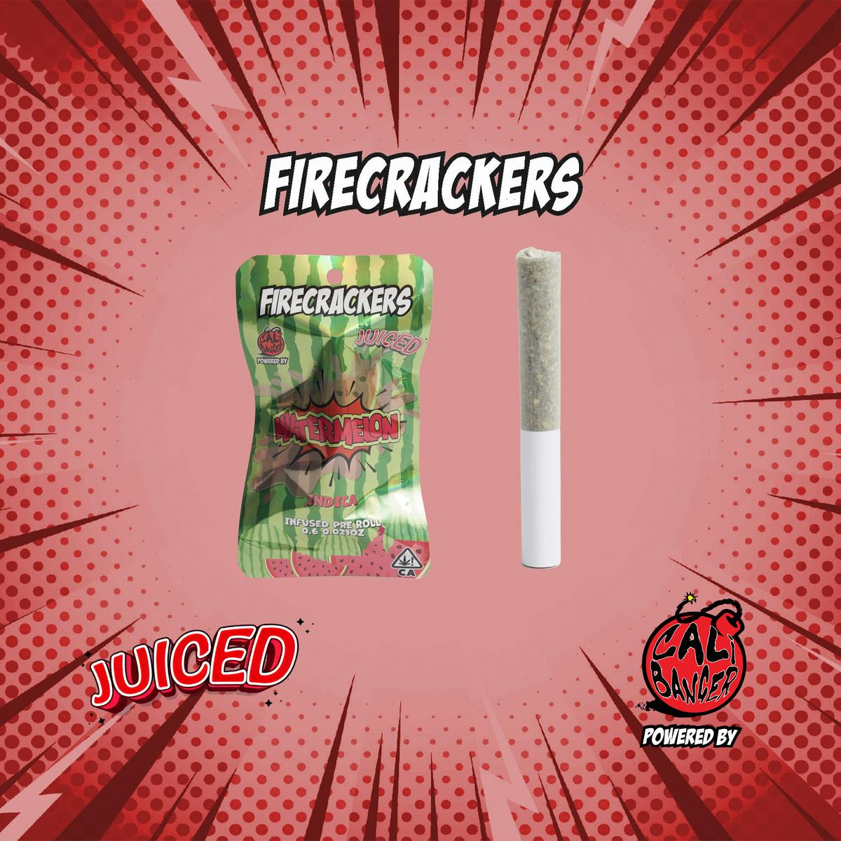 Juiced Infused Pre-Roll Watermelon 0.6 G - Firecracker by Cali Banger