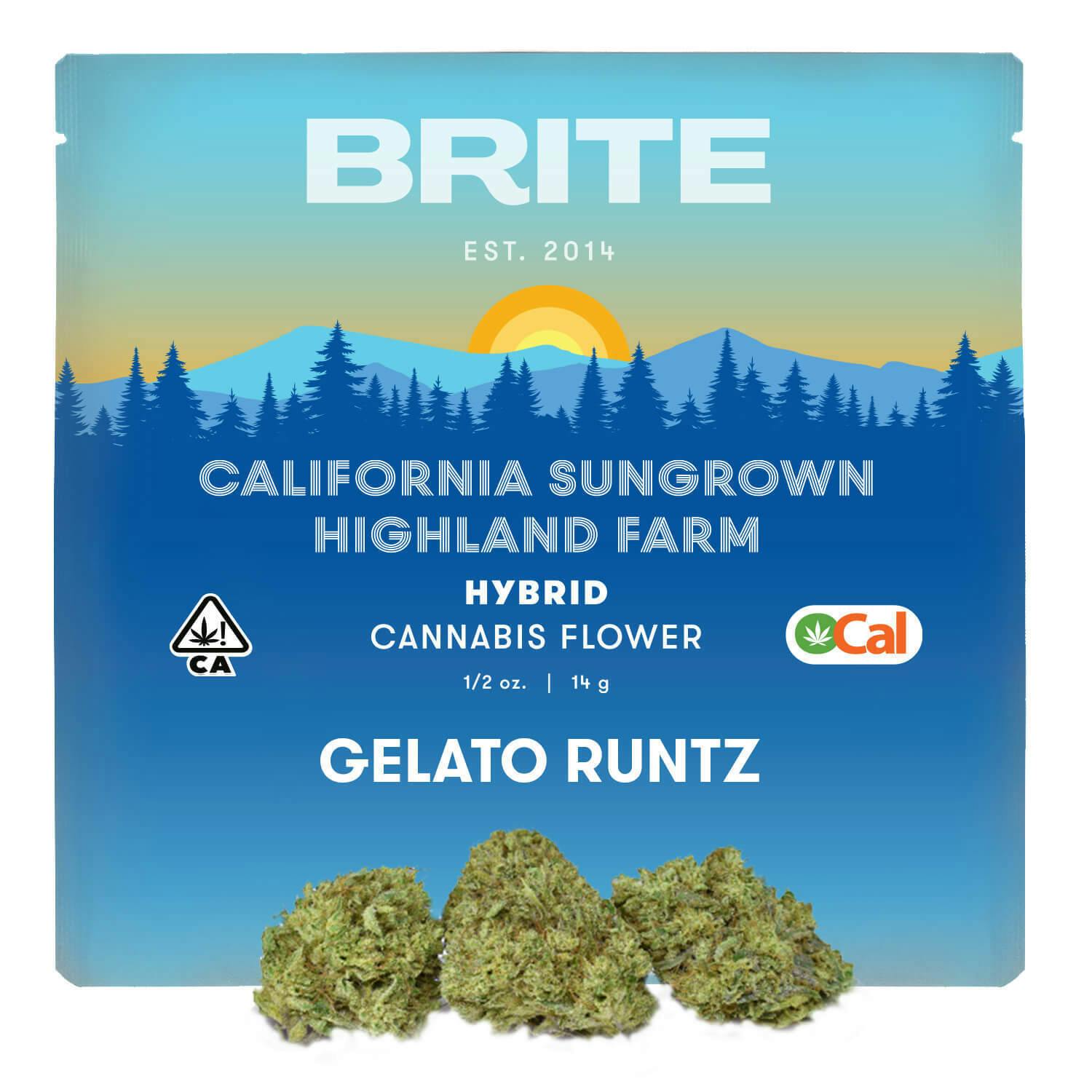 BRITE Highland OCal Sun-Grown Flower (14g) - Hybrid - Gelato Runtz ...